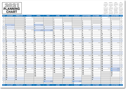 Vertical Wall Planner 2021 - Rose Calendars